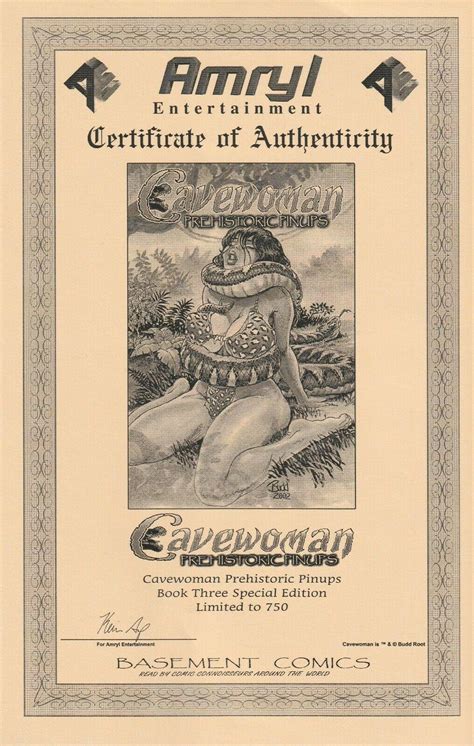 Cavewoman Prehistoric Pinups 3 Variant Cover Basement 2002 Budd Root 3828067099