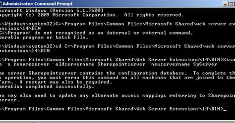 sharepoint central admin not opening after rename sharepoint central