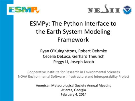 esmpy python interface for earth system modeling