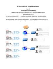 Lab Completed Docx IFT Introduction To Internet Networking Lab Router Address