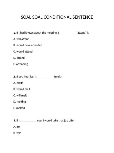 Soal Conditional Sentence Pdf