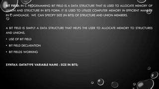 Bit Field Enum And Command Line Arguments PPT