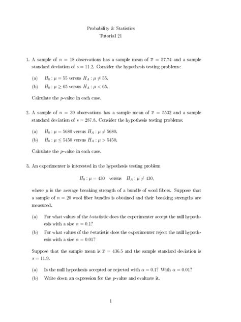 tutorial 21 pdf p value hypothesis