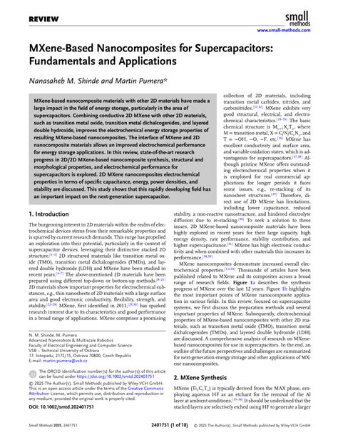 Pdf Mxene‐based Nanocomposites For Supercapacitors Fundamentals And Applications
