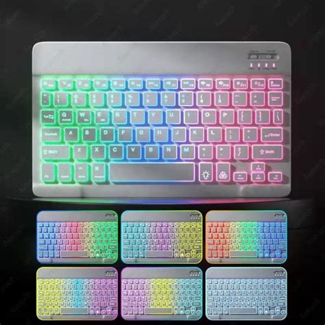 Rgb Color 10 Inches 3 Backlight Wireless Bluetooth Keyboard With Light Led Ipad Laptop Android