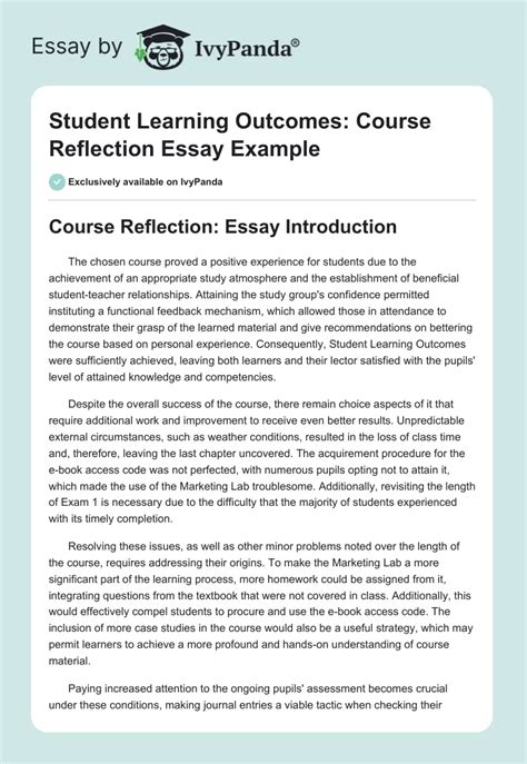 Babe Learning Outcomes Course Reflection Essay Example
