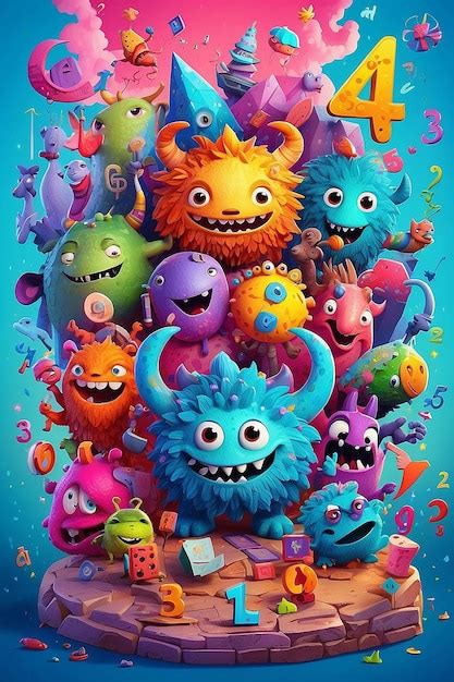Premium Photo Colorful Math Cover With Mathematical Signs Monsters