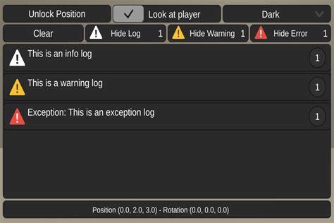 vr log console gui tools unity asset store