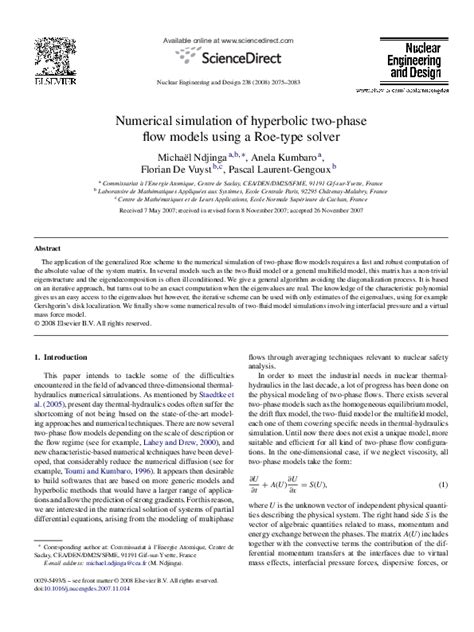 Pdf Numerical Simulation Of Hyperbolic Two Phase Flow Models Using A Roe Type Solver