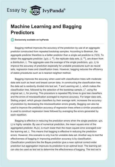 Bagging Algorithm Machine Learning By Leo Breiman 558 Words