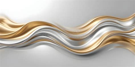 Liquid Metallic Waves In Silver And Gold With Smooth Motion Effect Stock Illustration