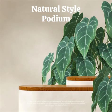 3d рендеринг изображения пустой макет текстуры древесины подиум в квадратной бежевой стене и