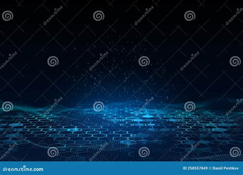 Creative Blue Hexagonal Background With Binary Code Technology Design And Landing Page Concept