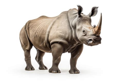 흰색 바탕에 자바 코뿔소 프리미엄 사진