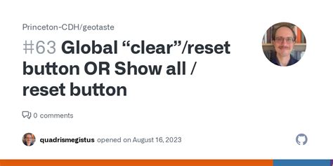 Global “clear”reset Button Or Show All Reset Button · Issue 63 · Princeton Cdhgeotaste · Github