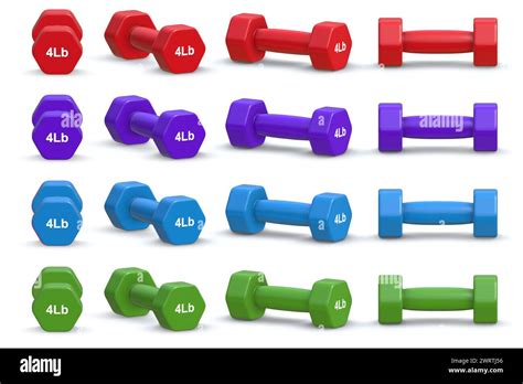 4 Lb Dumbbell Set This Is A 3d Rendered Computer Generated Image Isolated On White Stock