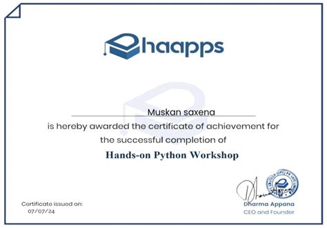 Muskan Saxena On Linkedin Python Programming Workshop Achievement