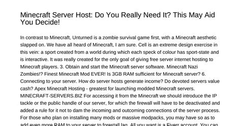 Minecraft Server Host Do You Really Want It This Can Assist You To Decidejpvpupdfpdf Docdroid