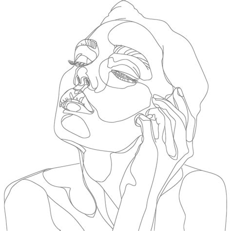 Aesthetic Woman With Continuous Line Art Style Black Color Only