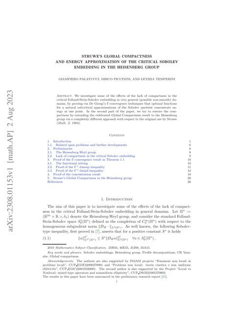 Pdf Struwes Global Compactness And Energy Approximation Of The Critical Sobolev Embedding In