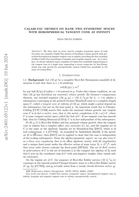 Pdf Calabi Yau Metrics On Rank Two Symmetric Spaces With Horospherical Tangent Cone At Infinity