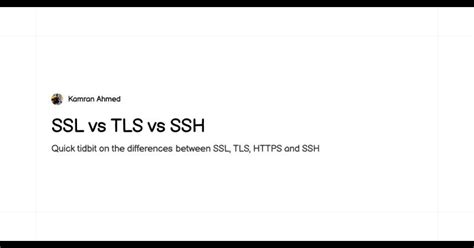 Muhammad Shayan Faisal On Linkedin Ssl Vs Tls Vs Ssh Roadmap Sh