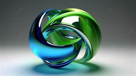 Morphing Sphere Dalam Nuansa Hijau Dan Biru Ilustrasi Abstrak 3d Seni