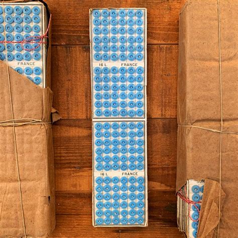 144 Blue Glass Buttons Card 10mm 1900