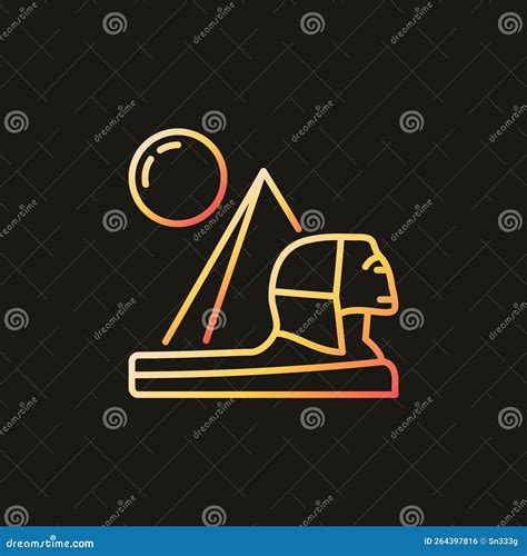 Sphinx With Egyptian Pyramid Vector Egypt Landscape Outline Colorful Icon Stock Vector