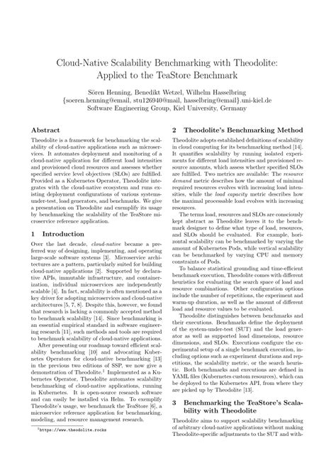 Pdf Cloud Native Scalability Benchmarking With Theodolite Applied To