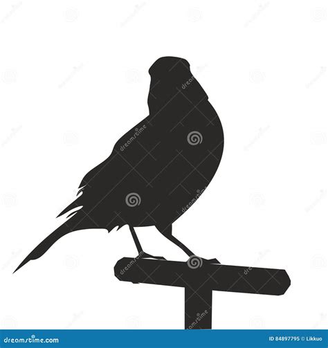The Silhouette Of A Bird On A Perch Vector Illustration Stock Vector