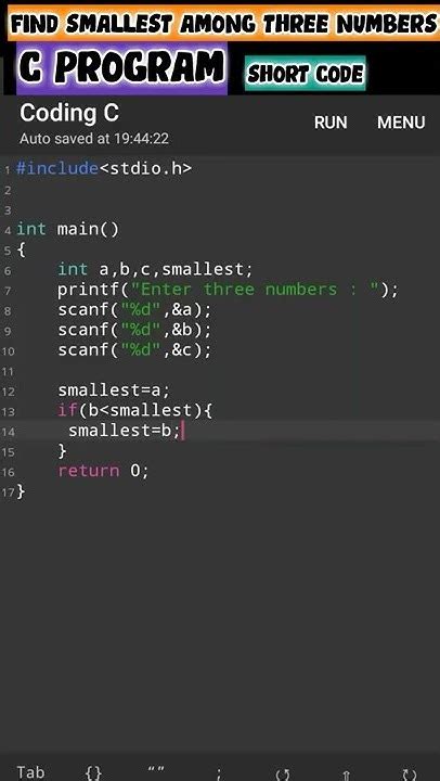 C Programming Smallest Number Among Three Numbers In C Shorts Basiccode Cprogramming Youtube