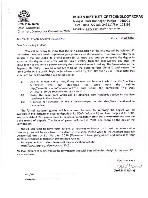 Convocation Letter Pdf