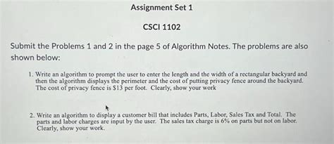 Solved Assignment Set 1 Csci 1102 Submit The Problems 1 And