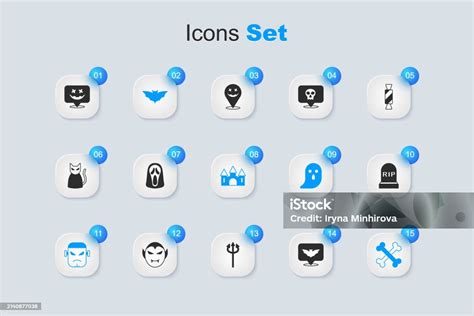 비행 박쥐 재미 있고 무서운 유령 마스크 프랑켄슈타인 얼굴 교차 뼈 Rip가 쓰여진 묘비 해피 할로윈 휴일 및 성 아이콘 설정 벡터 개에 대한 스톡 벡터 아트 및 기타