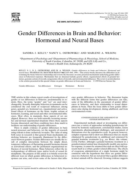 Pdf Gender Differences In Brain And Behavior