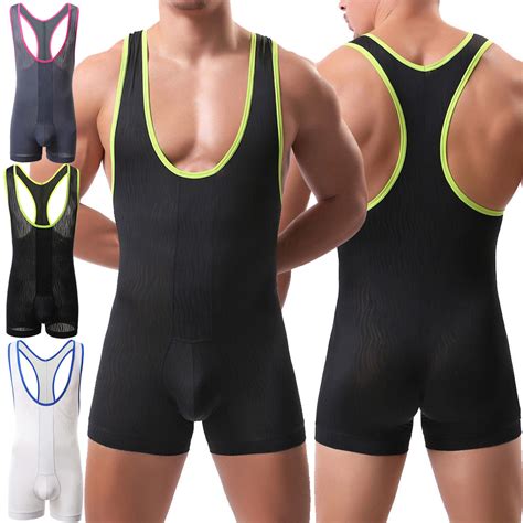 Men Singlet Wrestling Leotard Fitness Top Sport Gym One Piece Jumpsuit