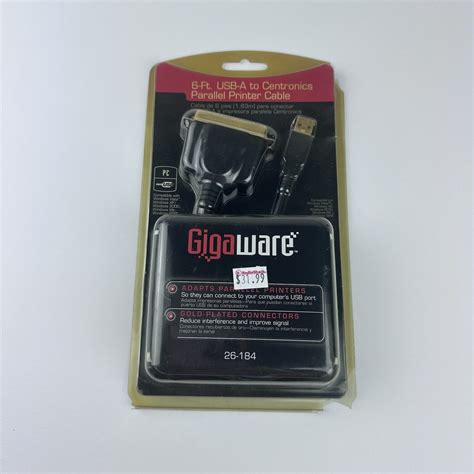 Used New Gigaware 6 Ft Usb A To Centronics Parallel Printer Cable