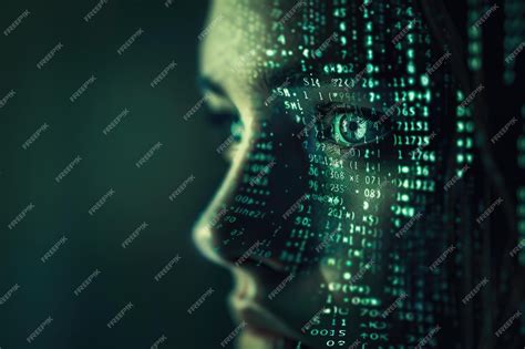Premium Photo Artificial Intelligence Theme With Female Face And Binary Code