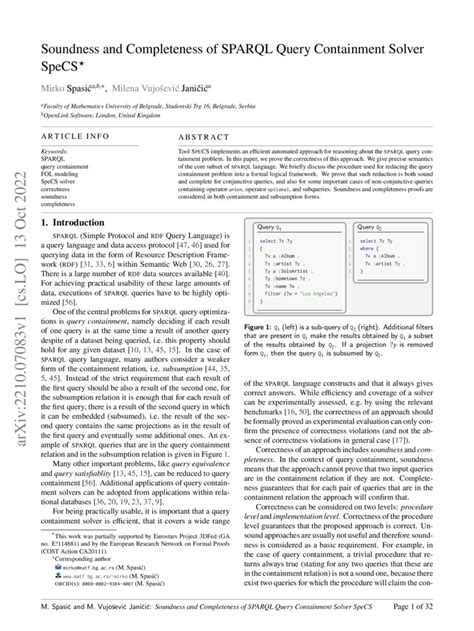 Soundness And Completeness Of Sparql Query Containment Solver Specs Deepai