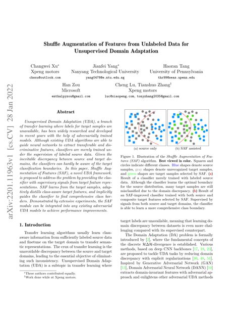 Pdf Shuffle Augmentation Of Features From Unlabeled Data For Unsupervised Domain Adaptation