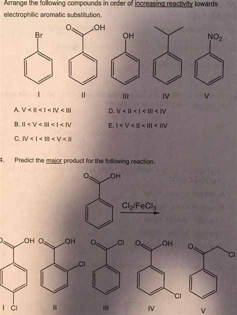 Solved Arrange The Following Compounds In Order Of