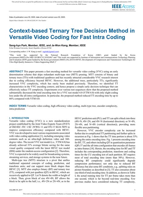 Pdf Context Based Ternary Tree Decision Method In Versatile Video