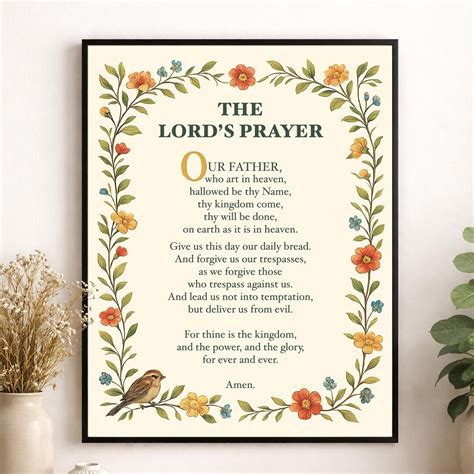 Lords Prayer Wall Art Print Ancient Christian Bird Living Room