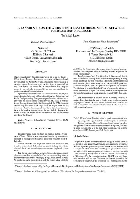 Pdf Urban Sound Classification Using Convolutional Neural Networks For Dcase 2020 Challenge