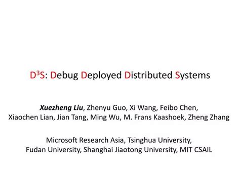 Ppt D 3 S D Ebug D Eployed D Istributed S Ystems Powerpoint Presentation Id485904