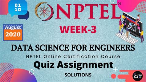 Nptel Data Science For Engineers Week 3 Quiz Assignment Solution August 2020 Swayam Youtube