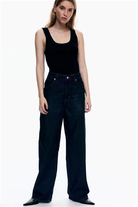 하이웨이스트 배기 진 다크 데님 블루 여성 Handm Kr 하이웨이스트 배기 진 다크 데님 블루 여성 Handm Kr