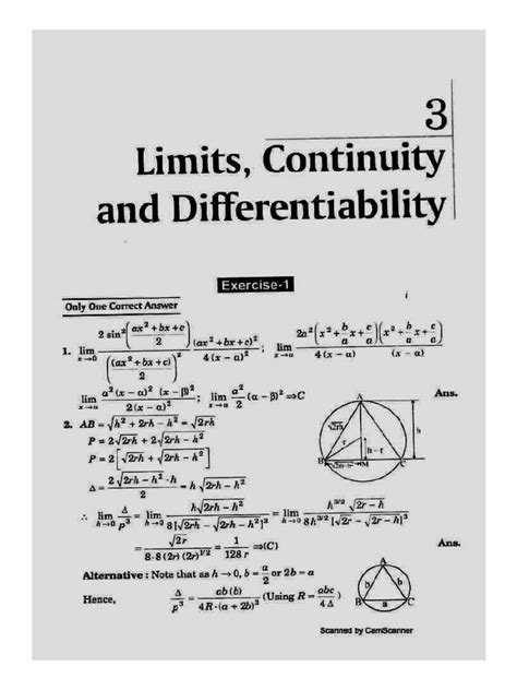 Limits Continuity And Differentiability Pdf