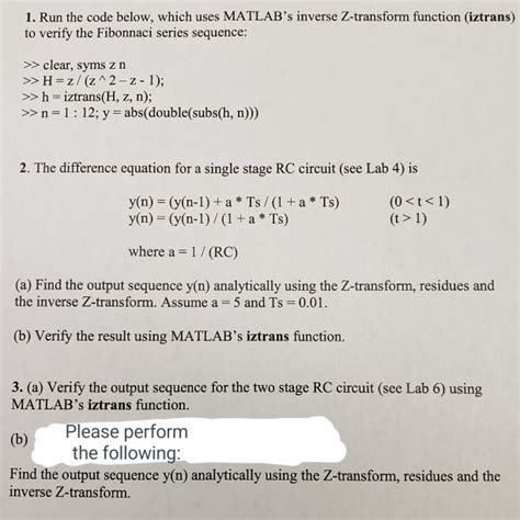 Run The Code Below Which Uses MATLAB S Inverse Chegg Com